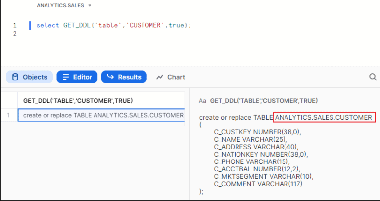 How To Get Ddl Of Database Objects In Snowflake Thinketl